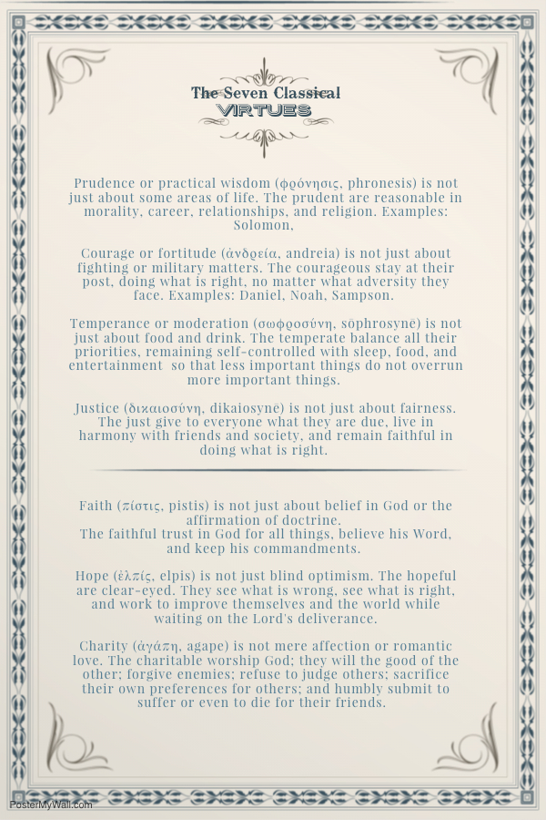 The Seven Classical Virtues Resources